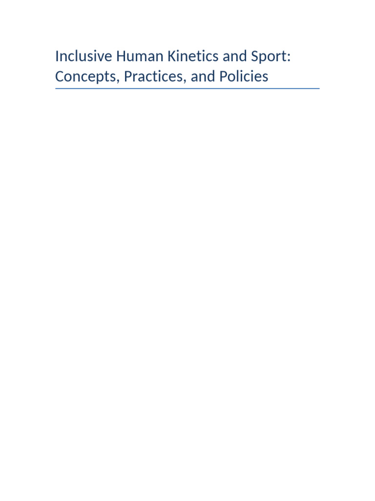 Inclusive Human Kinetics and Sport Textbook | PDF