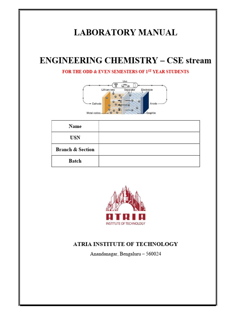 Engineering Chemistry - Cse Stream Lab Manual | PDF | Acid Dissociation Constant | Acid
