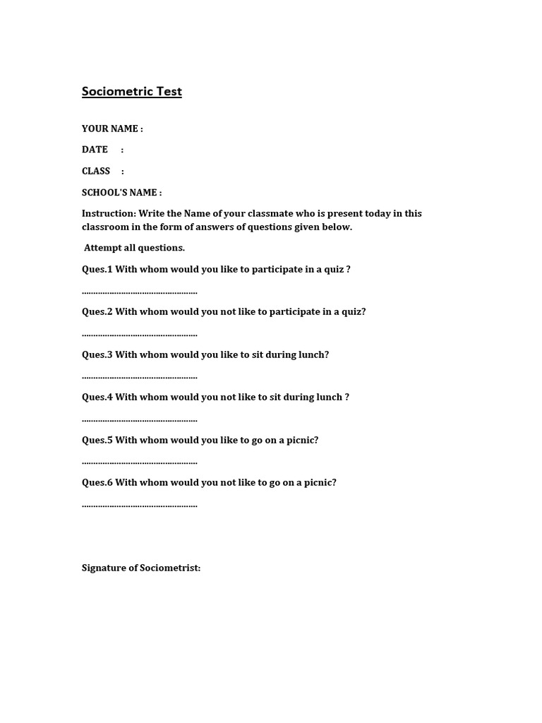 Sociometric Test Final... G | PDF