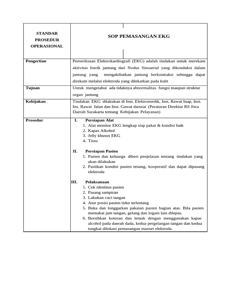 Sop Ekg | PDF