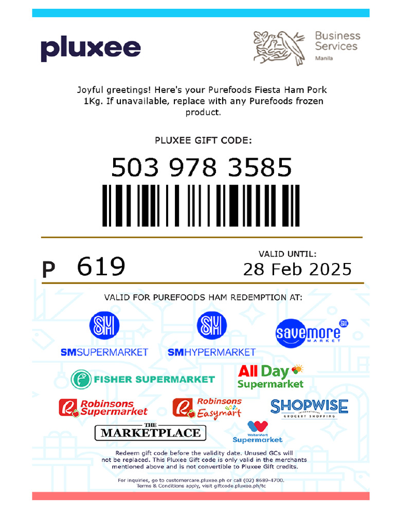 Pluxee Gift Code - 1733132414770 - 1 | PDF