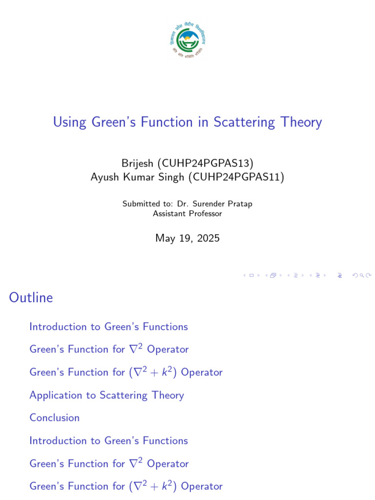 Using Green S Function in Scattering Theory | PDF | Green's Function | Cross Section (Physics)