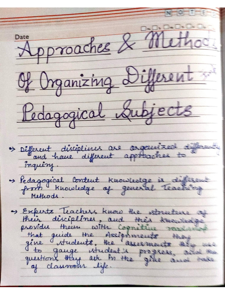 Approaches and Methods of Organizing Diffrent Pedagogical Subjects | PDF
