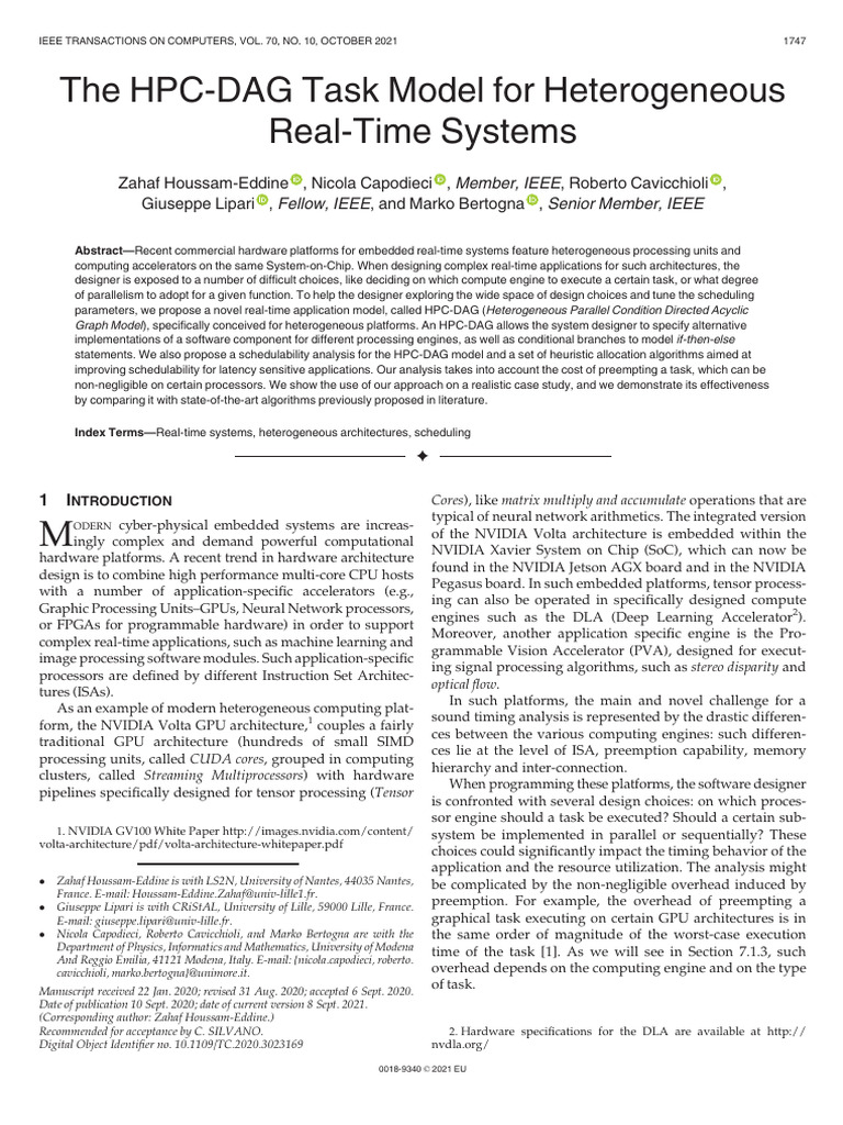 The HPC-DAG Task Model For Heterogeneous Real-Time Systems | PDF ...