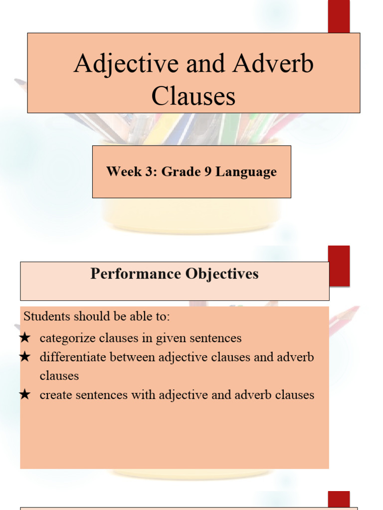 Adverb and Adjective Clause | PDF | Adjective | Clause