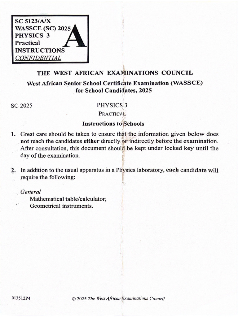 Phy WAEC Instr | PDF