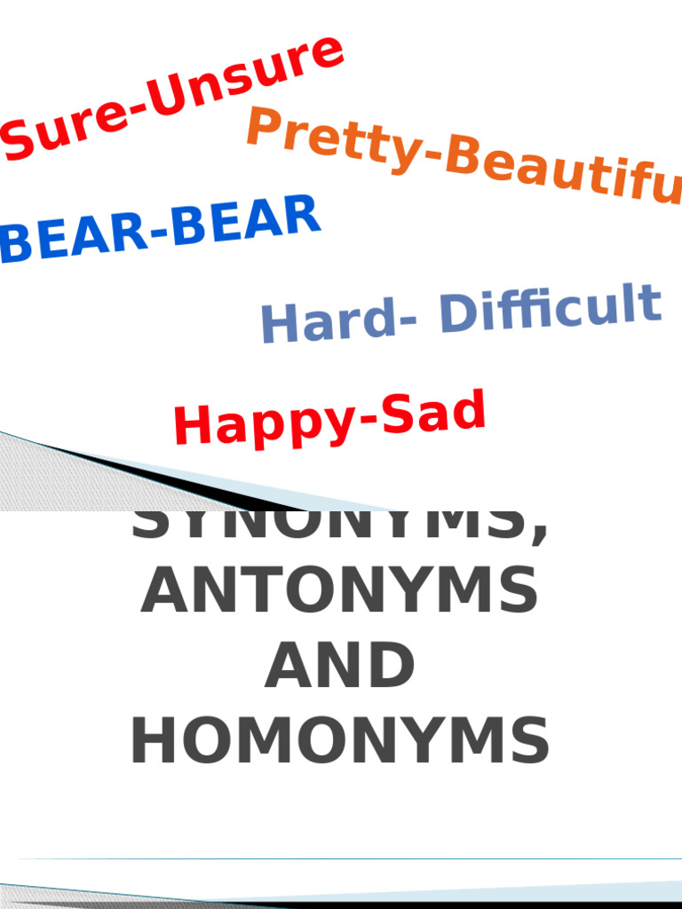 Synonyms, Antonyms and Homonyms | PDF