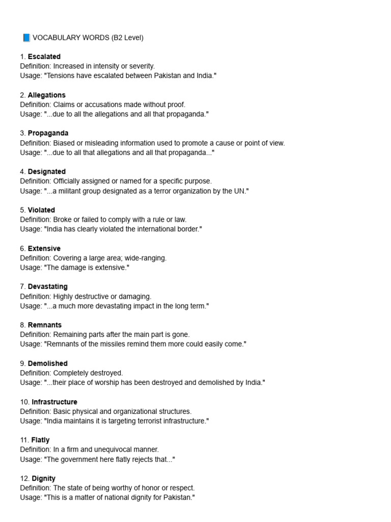 ? Vocabulary Words (b2 Level) | PDF