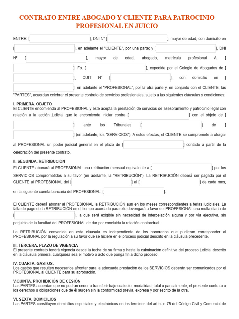 Contrato Abogado-Cliente para Juicio | PDF | Abogado | Gobierno