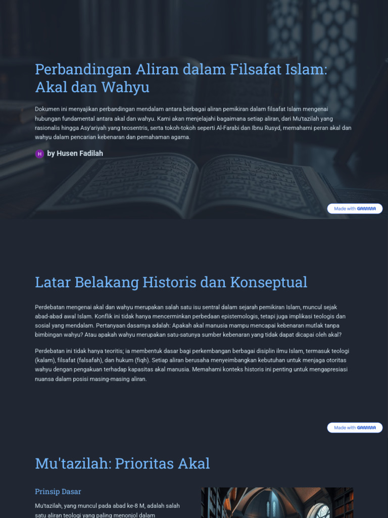 Perbandingan Aliran Dalam Filsafat Islam Akal Dan Wahyu | PDF