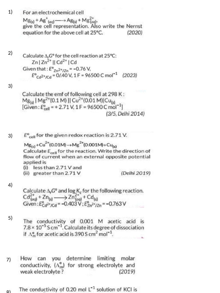 Pyq Electrochemistry 1702619192 | PDF