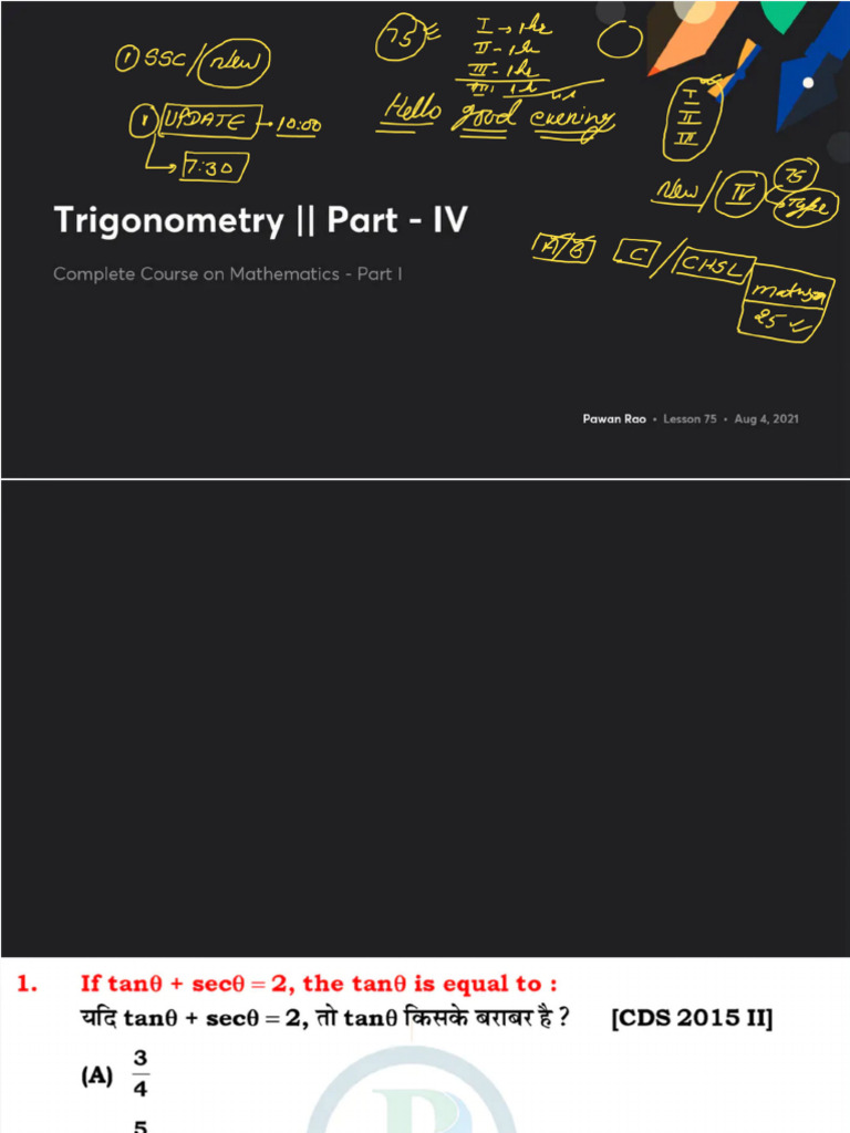 Trigonometry Problem Solving - III With Anno 1749267518920 | PDF