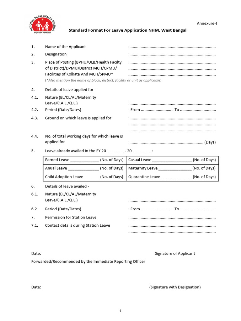 NHM Leave Application Format Guide | PDF | Chess Openings | Chess