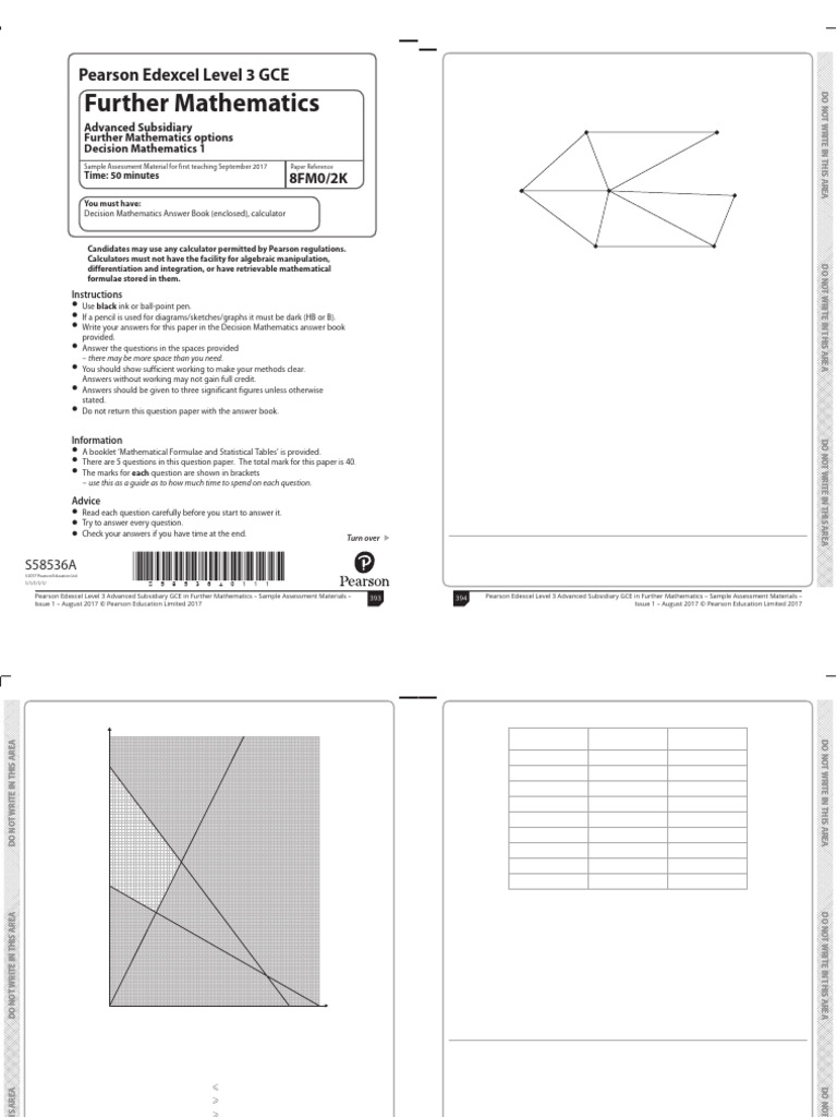 Sample QP - DM1 Edexcel Further Maths As-Level | PDF | Mathematics | Area