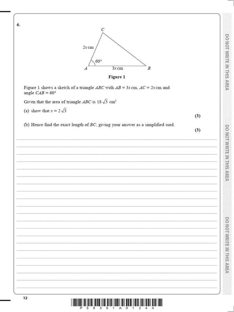 Edexcel AS P1 19 Q6 | PDF