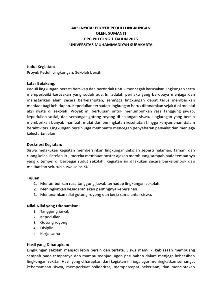 Sumanti - Proyek Peduli Lingkungan | PDF