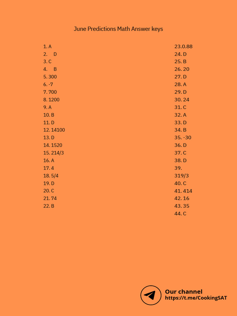 June Predictions Math Answer Key | PDF
