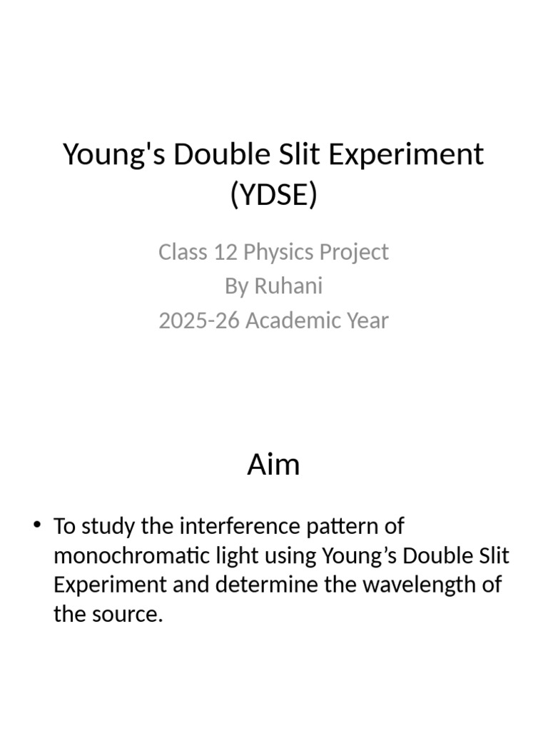 Youngs Double Slit Experiment Class12 | PDF
