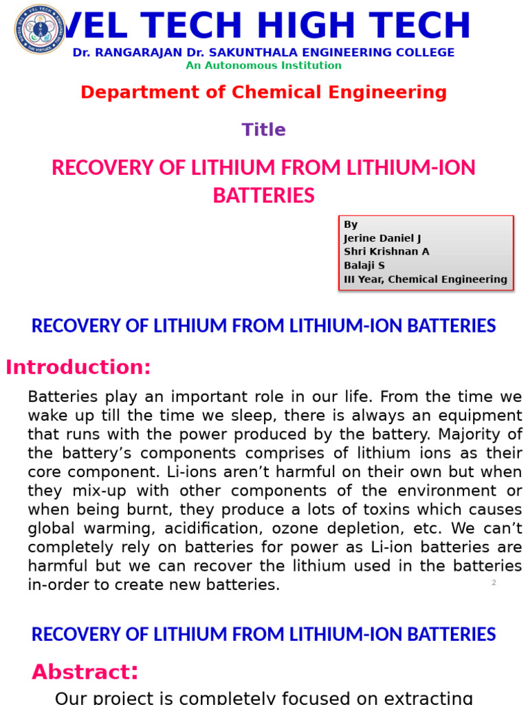 Recovery of Lithium Ions-1 | PDF | Lithium Ion Battery | Lithium