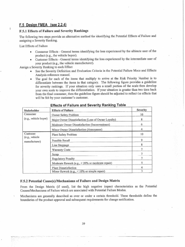 PFMEA Ranking As Per AIAG Guidelines | PDF