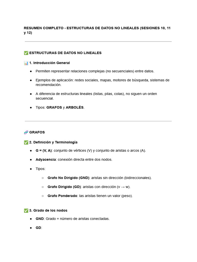 Estructuras de Datos No Lineales: Grafos y Árboles | PDF | Combinatoria ...
