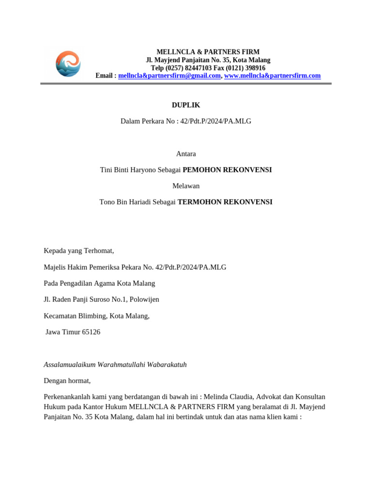 Duplik Termohon | PDF
