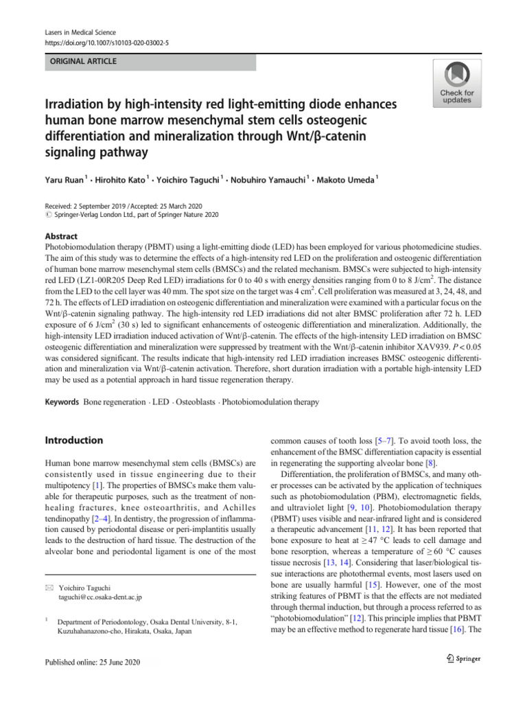 Irradiation by High-Intensity Red Light-Emitting Diode - Ruan, Yaru ...