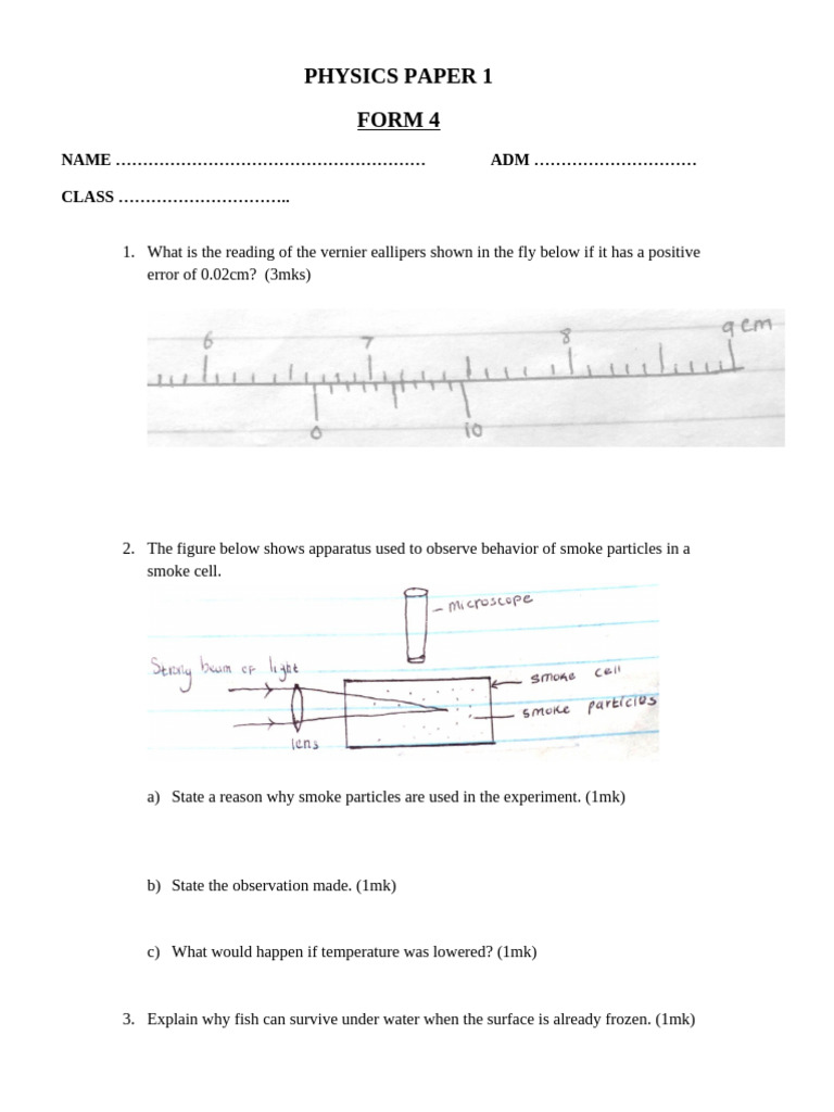 Physics Form 4 Pp1 | PDF | Force | Velocity