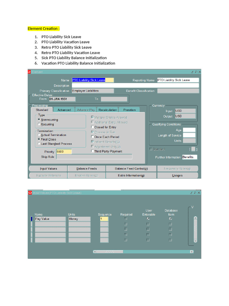 Setup Document - PTO Current Liability | PDF