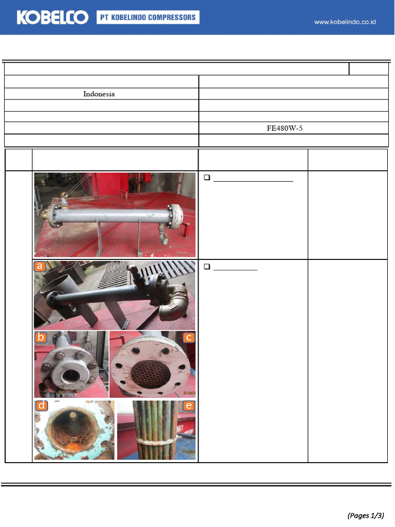 Report & Quotation T&S Intercooler & Aftercooler Suit Kobelco FE480W-5 - Compressed | PDF