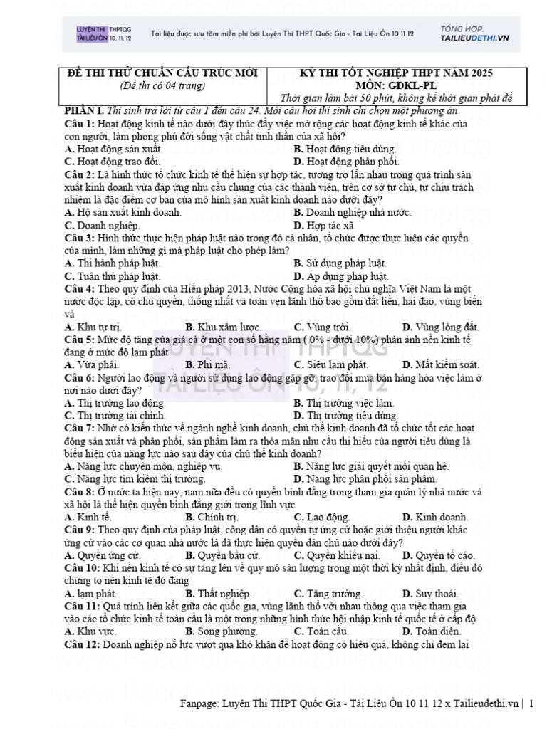 1. đề thi gdktpl thpt | PDF