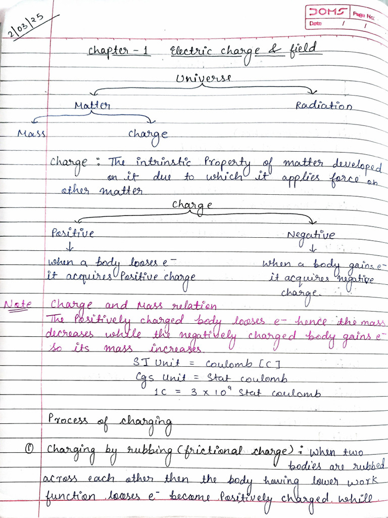 Electric Charge and Field Notes | PDF