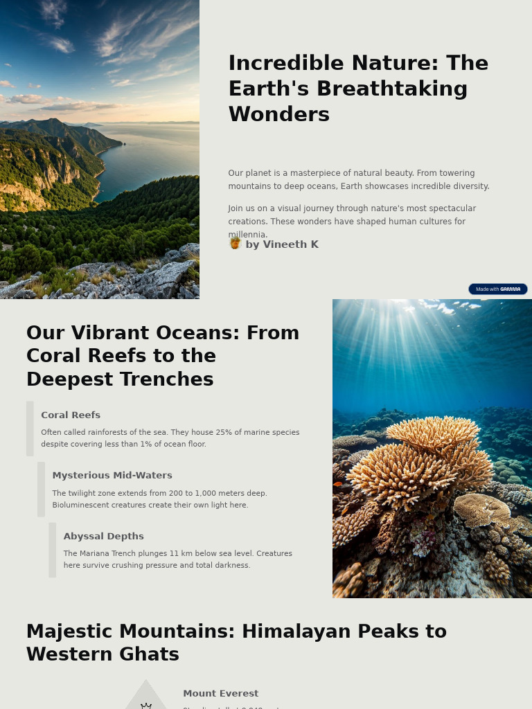 Incredible Nature The Earths Breathtaking Wonders | PDF | Earth | Oceans