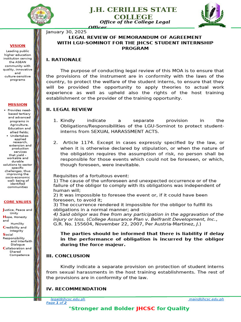 Legal Review Moa With Lgu Suminot | PDF | Justice | Crime & Violence