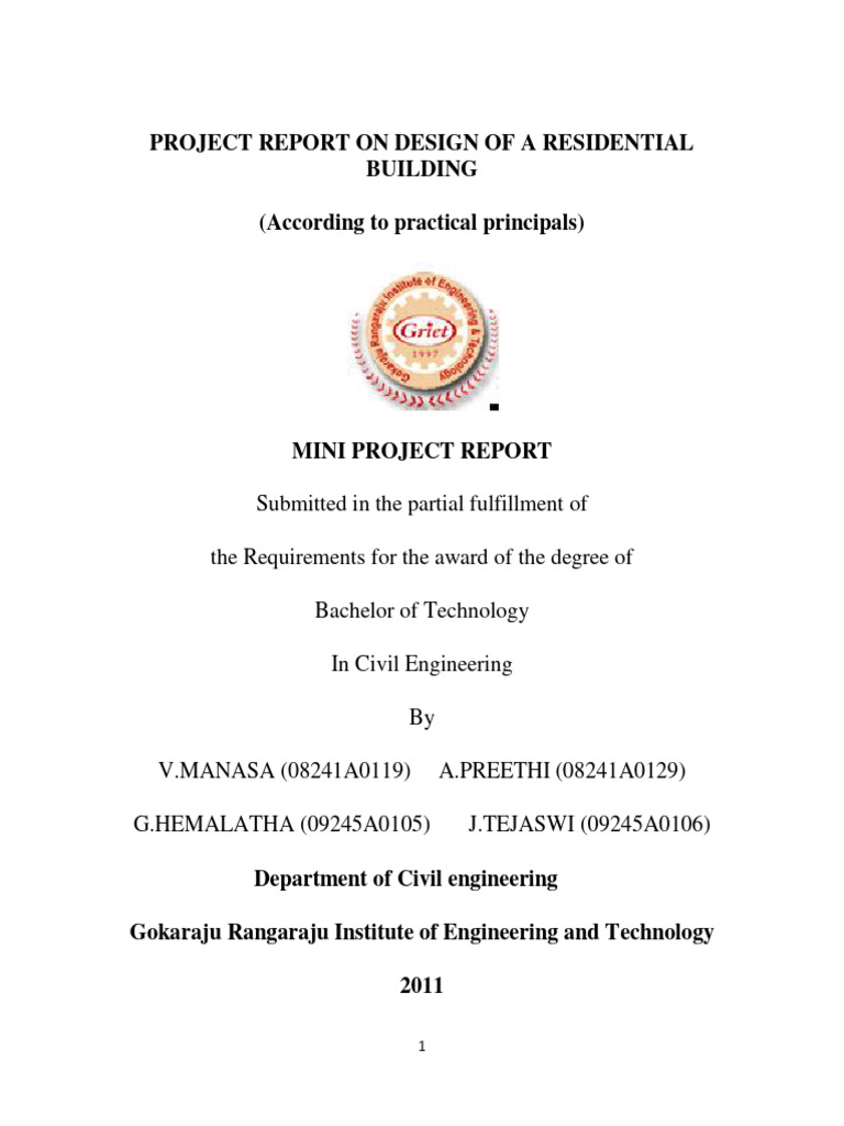 Residential Building Design Project Report | PDF | Room | Building