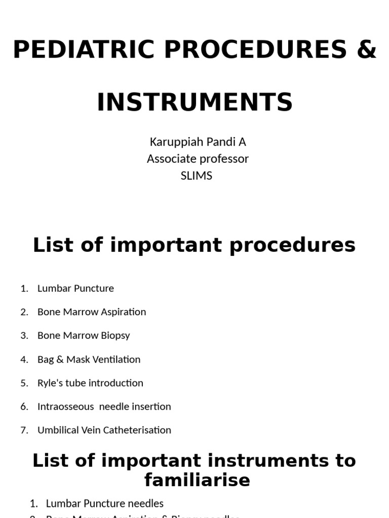 Pediatric Procedures and Instruments Guide | PDF | Clinical Medicine ...