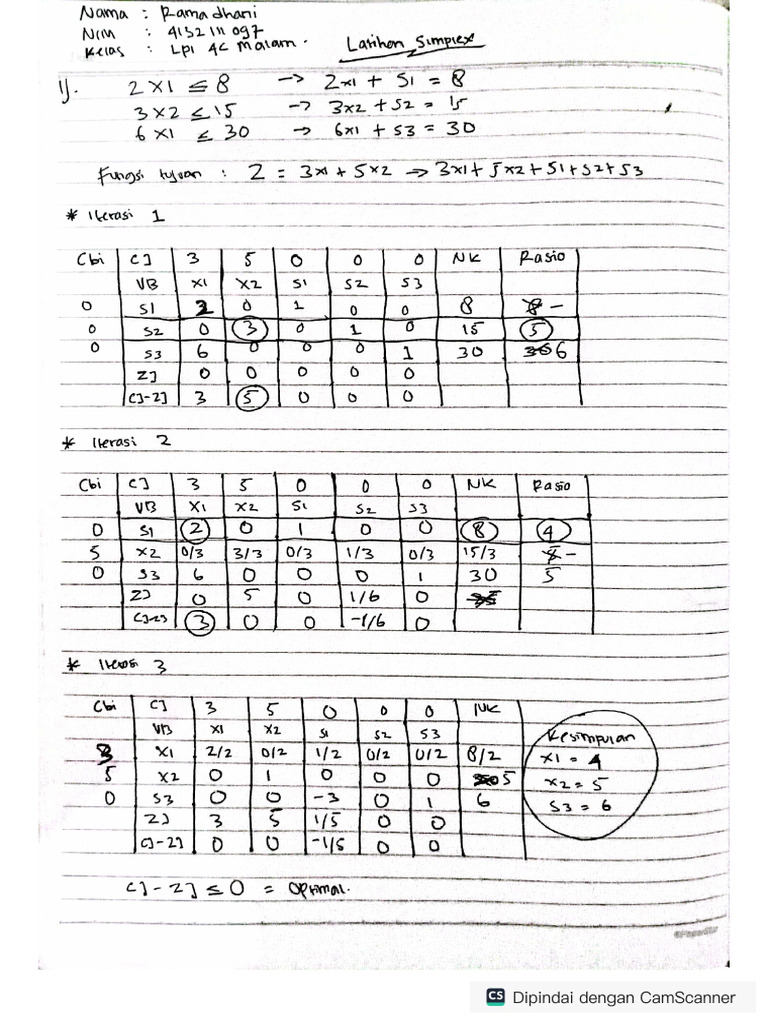 Ramadhani - 4132111097 - Tugas Simplex ROB | PDF
