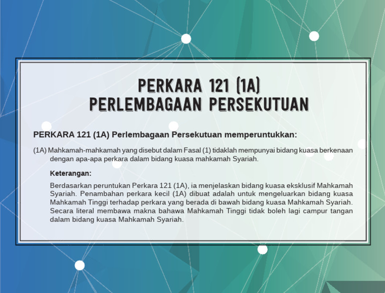 PERKARA 121 (1A) Perlembagaan Persekutuan Memperuntukkan | PDF