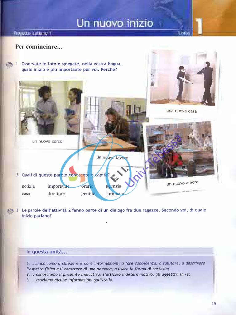 Italian NIVEAU 1 Unit1 | PDF