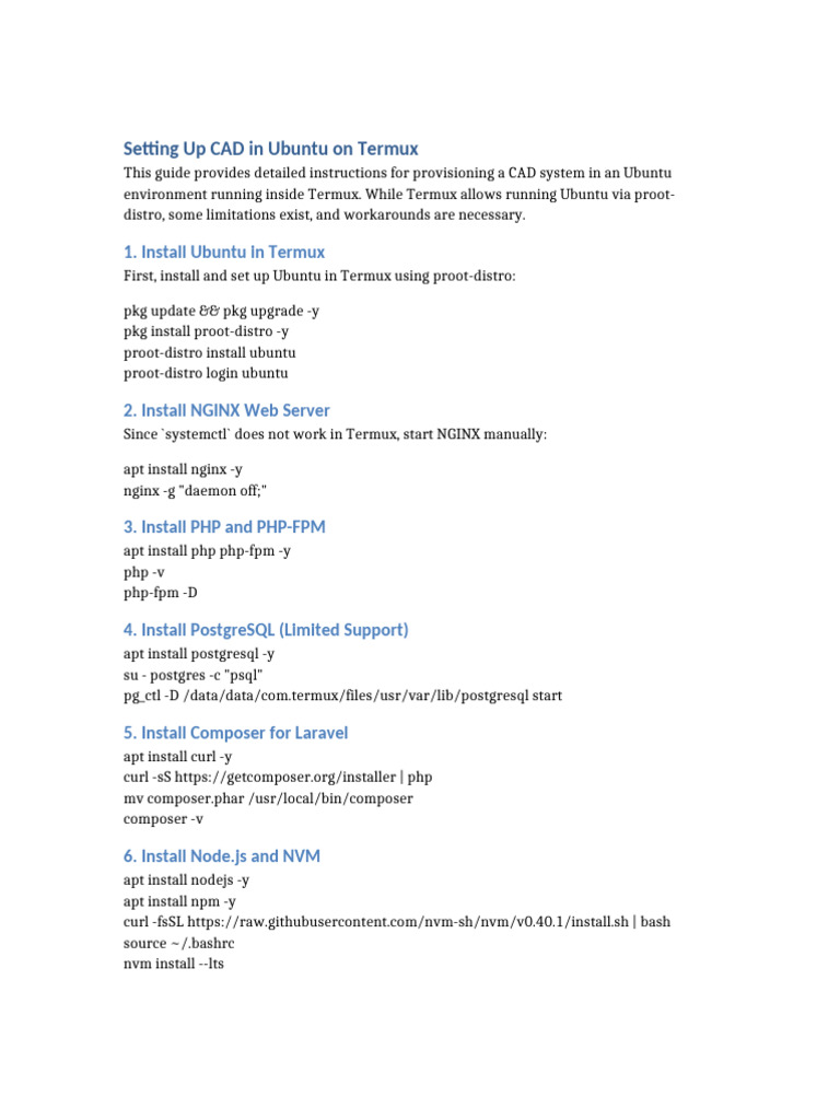 Termux Ubuntu CAD Setup | PDF