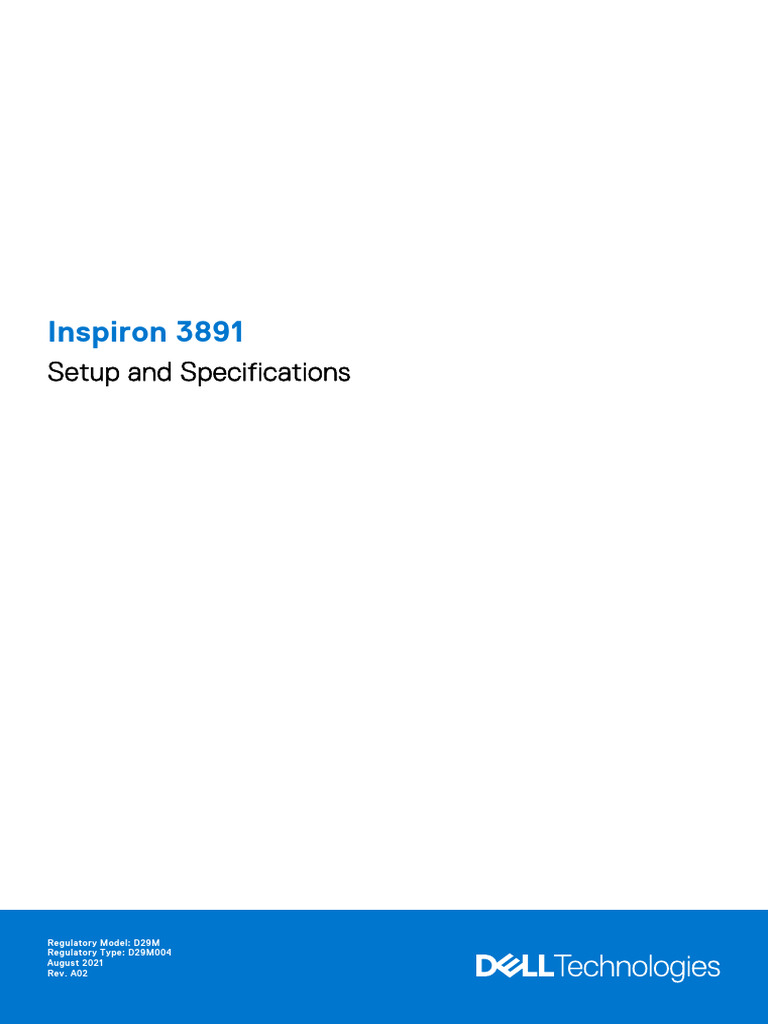 Inspiron 3891 Specifications Overview | PDF | Wi Fi | Ieee 802.11