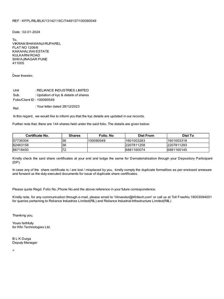 Reply Letter Dated 02 01 2024 | PDF