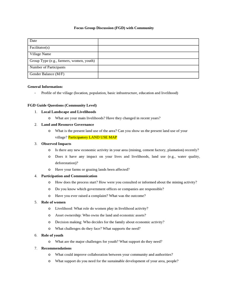 LGA FGD With Community | PDF