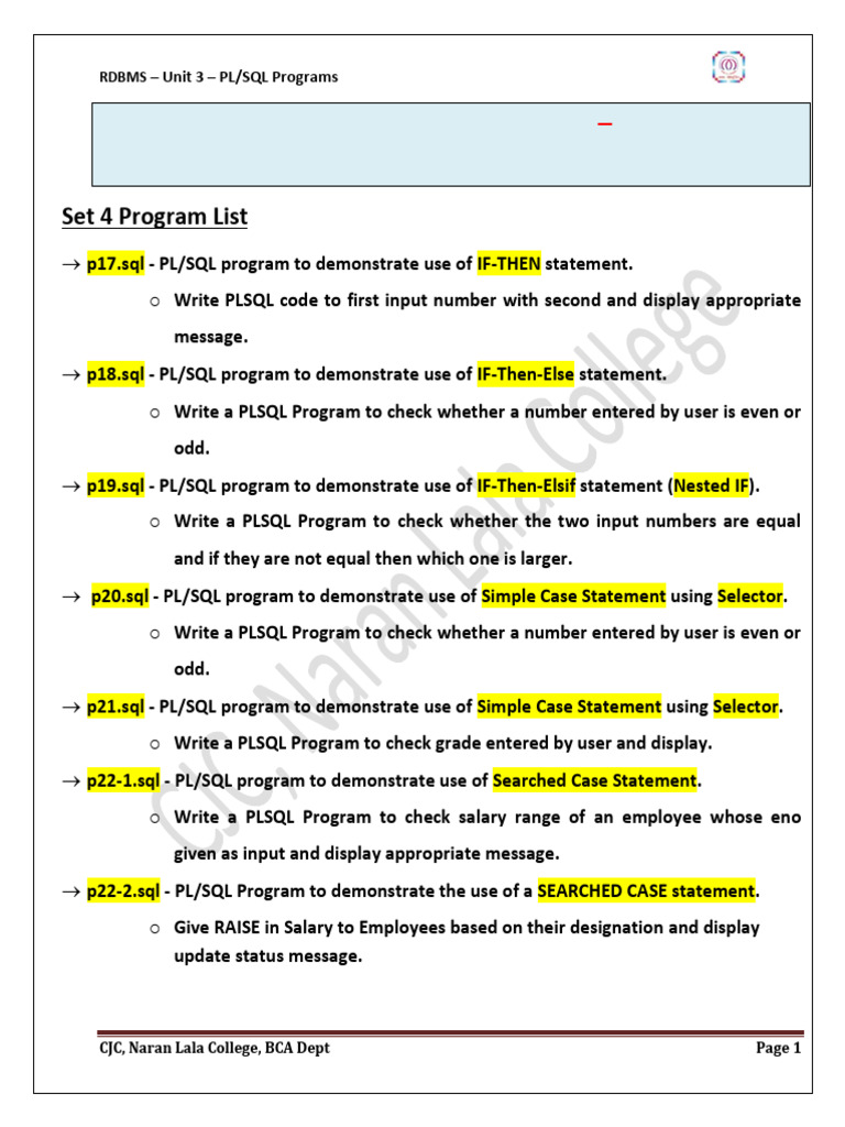 4 PLSQL Programs Set 4-17-22 | PDF | Relational Database | Data Management