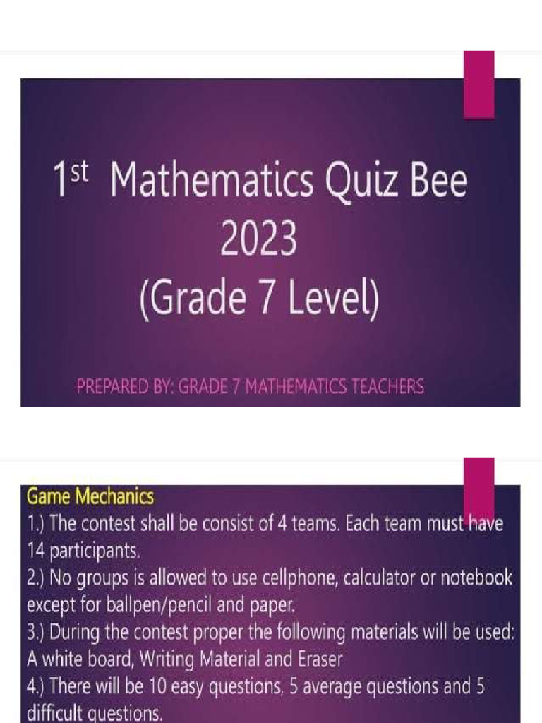 Math 7 (Quiz Bee) | PDF