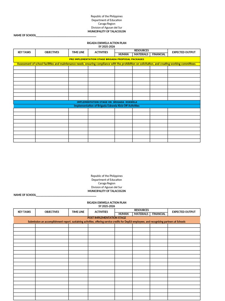 Brigada Eskwela Action Plan 2025 | PDF | Government