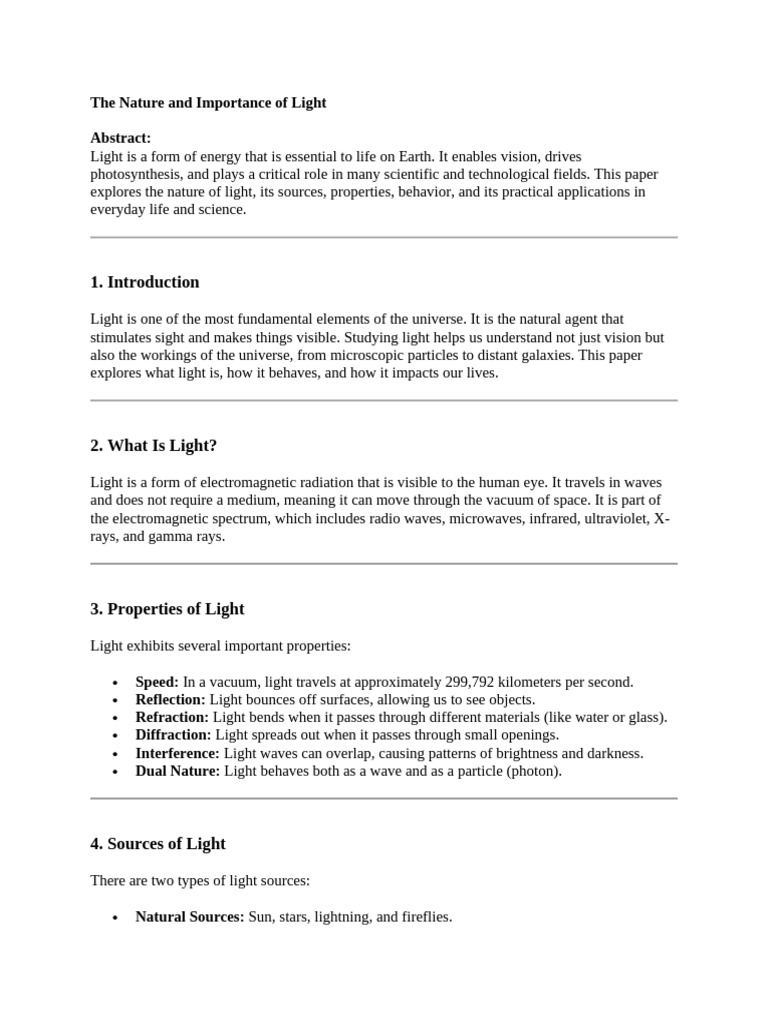 The Nature and Importance of Light | PDF | Light | Optics