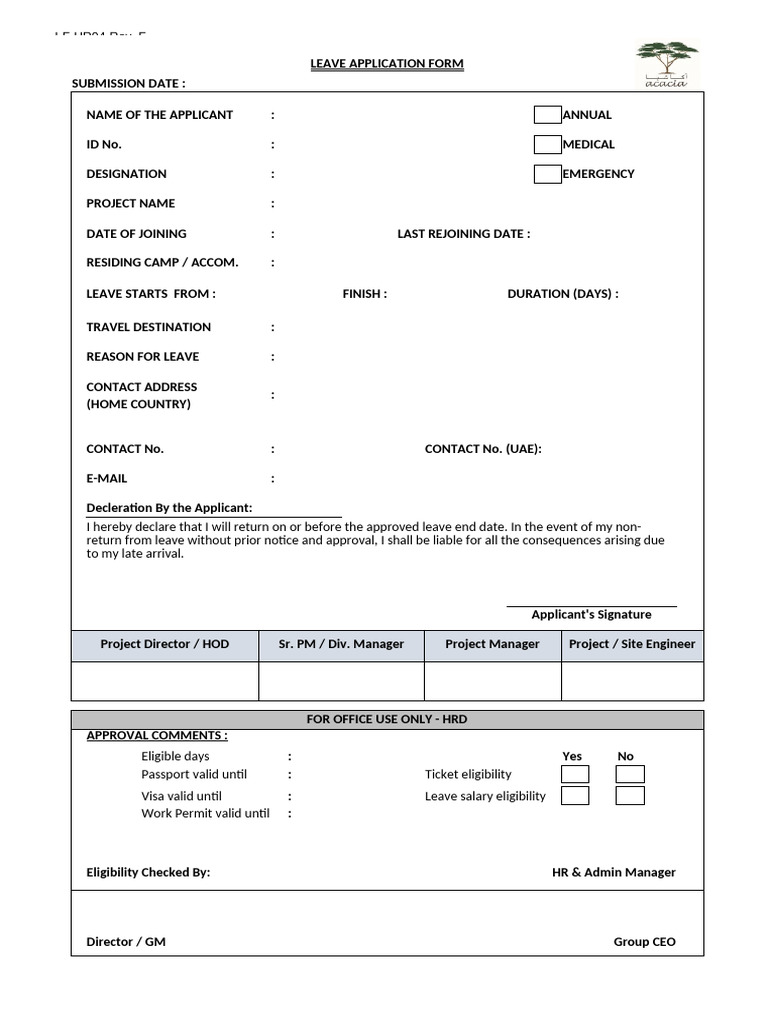 New Leave Application Rev F - All Companies | PDF | Travel Visa | Passport