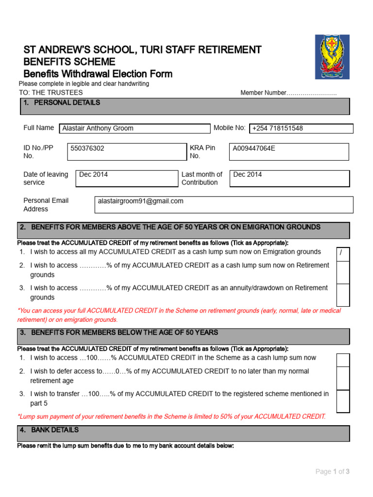 Benefits Withdrawal Election FormJanuary2022 | PDF | Payments ...