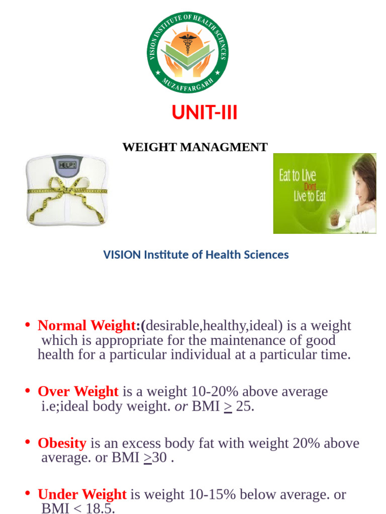 Weight Managment Unit 3-1 | PDF | Dieting | Weight Management